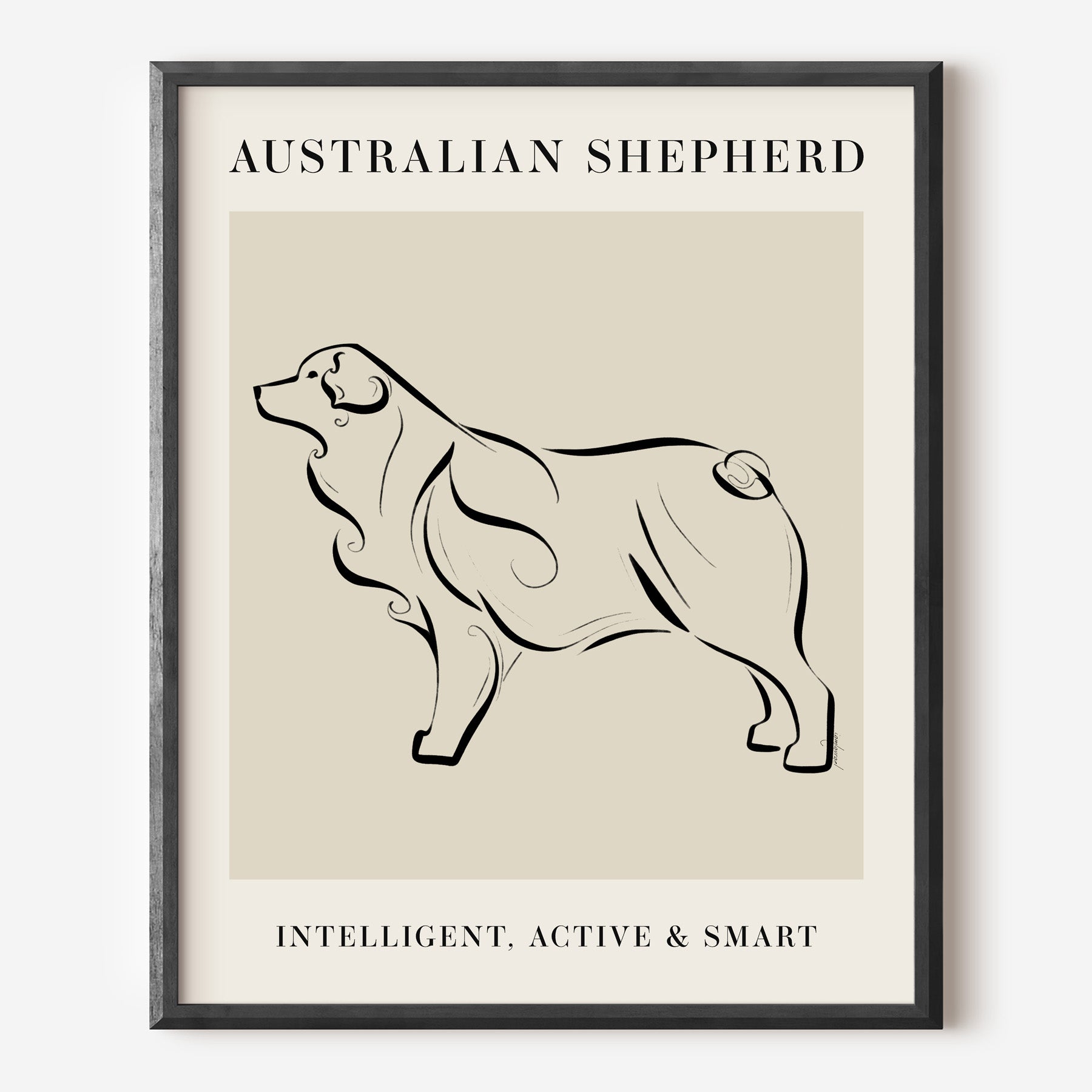 Australian Shepherd Line Art Print – Stellar Villa